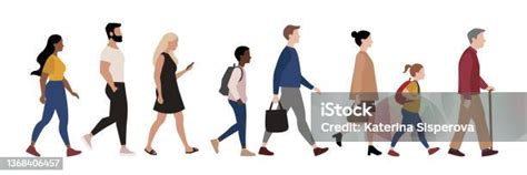 흰색 배경에 고립 된 걷는 사람들의 다양한 그룹의 벡터 일러스트 도시에 대한 스톡 벡터 아트 및 기타 이미지 도시 바쁜 비즈니스 Istock