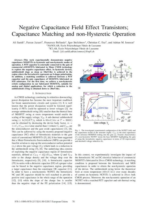 Pdf Negative Capacitance Field Effect Transistors Capacitance · Negative Slope Of The