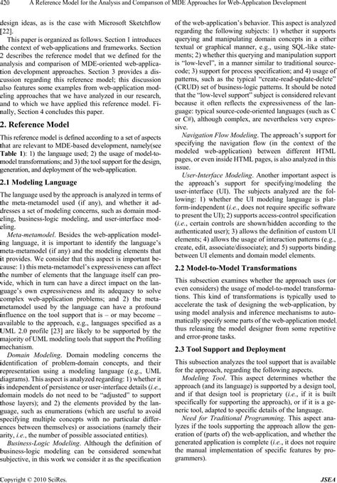 A Reference Model For The Analysis And Comparison Of Mde Approaches For