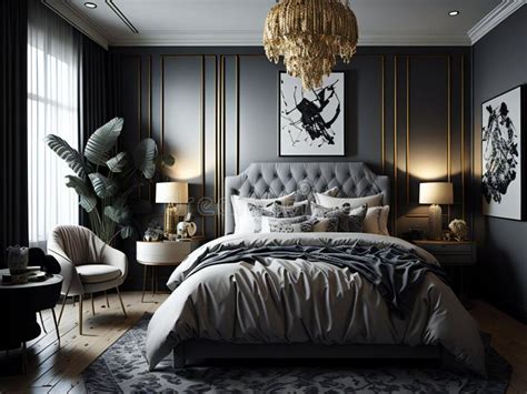 Luxury Bedroom Interior With A Large Bed Ai Generated Stock
