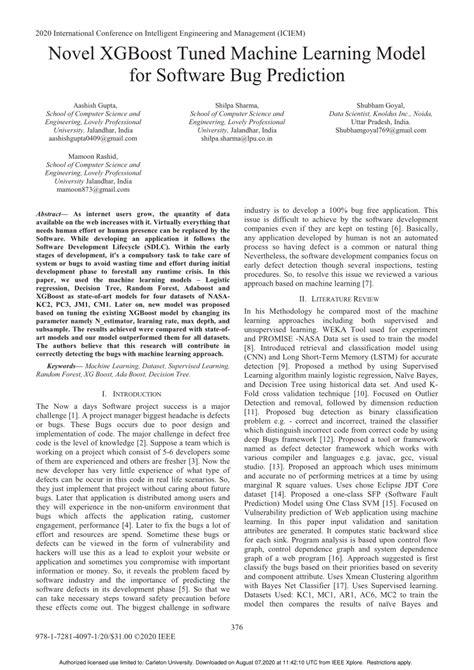 Pdf Novel Xgboost Tuned Machine Learning Model For Software Bug