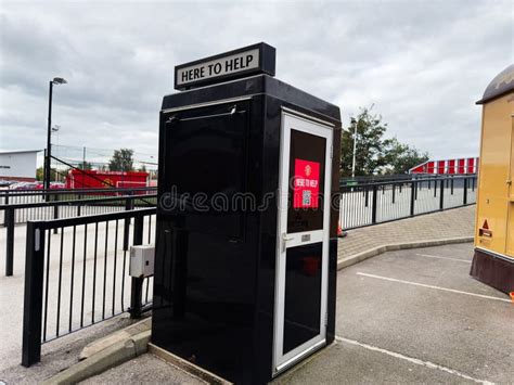 Here To Help Emergency Help Booth Outside Venue In Manchester Uk With