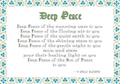 Deep Peace A Gaelic Blessing Sampler Pattern Chart Graph