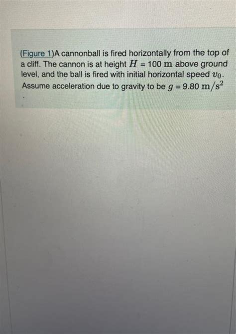 Solved Figure 1 A Cannonball Is Fired Horizontally From The