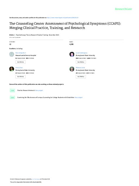 Pdf The Counseling Center Assessment Of Psychological Symptoms Ccaps