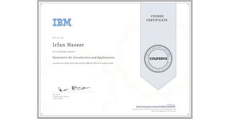 Ibm Coursera Generativeai Artificialintelligence Machinelearning Irfan Naseer