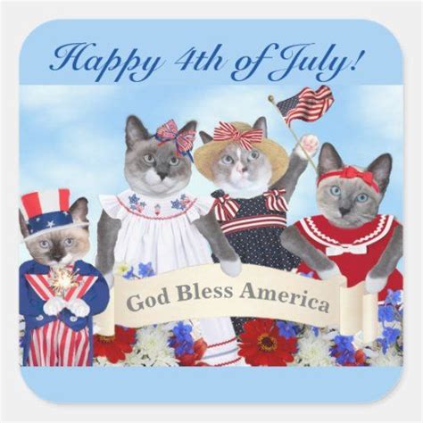 Kittens Fourth Of July Square Stickers Zazzle Fourth Of July