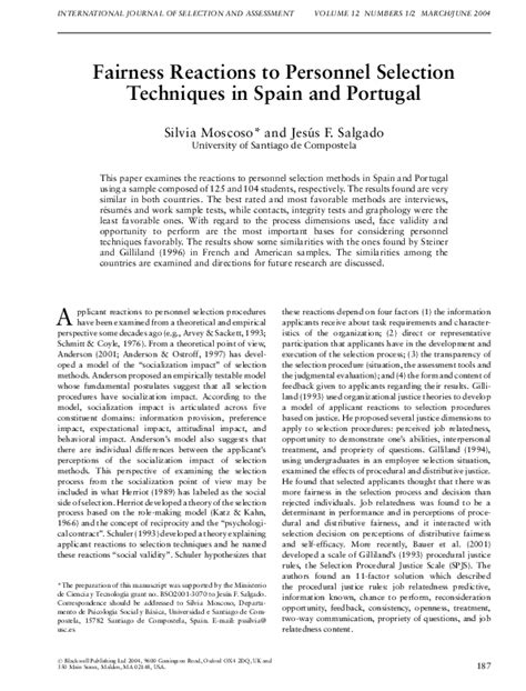 Pdf Fairness Reactions To Personnel Selection Techniques In Greece The Role Of Core Self