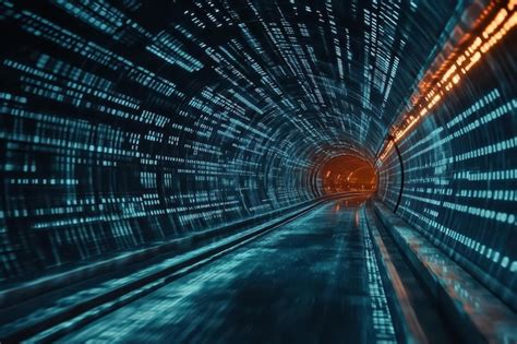 Digital Tunnel Of Data Premium Ai Generated Image