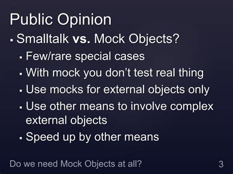 Mock Objects And Smalltalk Ppt