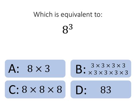 Indices Multiple Choice Questions Teaching Resources