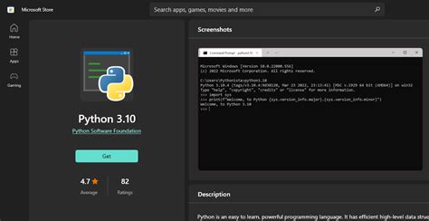 Get Python 3 Microsoft Store