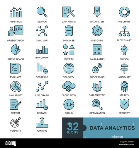 Data Analysis Statistics Analytics Minimal Thin Line Glyph Filled Color Solid Web Icon Set