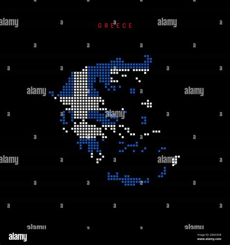 Square Dots Pattern Map Of Greece Dotted Pixel Map With National Flag