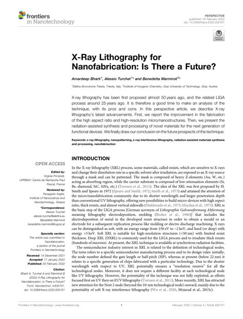 Pdf X Ray Lithography For Nanofabrication Is There A Future