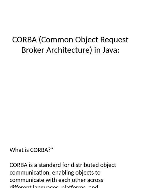 Advanced Java Unit 3 Corba Pdf Common Object Request Broker