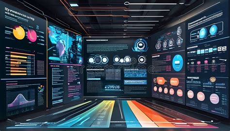 A Futuristic Control Room Or Data Center With Multiple Large