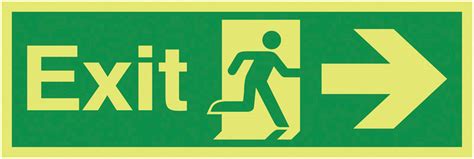 Exit Running Man Arrow Right Sign Nite Glow Morsafe UK