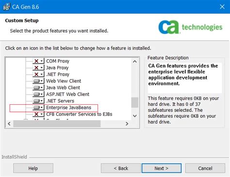 Dialog Use Next And Then Option Modify To Get To The Custom Setup Dialog Select Feature