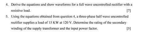 Solved Resistive Load 7 5 Using The Equations Obtained Chegg Com