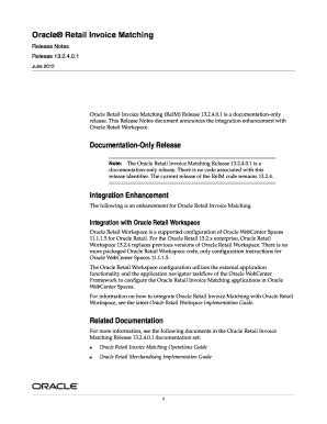 Fillable Online Oracle Retail Invoice Matching Documentation Only Release Fax Email Print