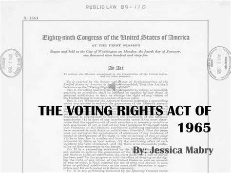 The Voting Rights Act Of 1965 Pptx