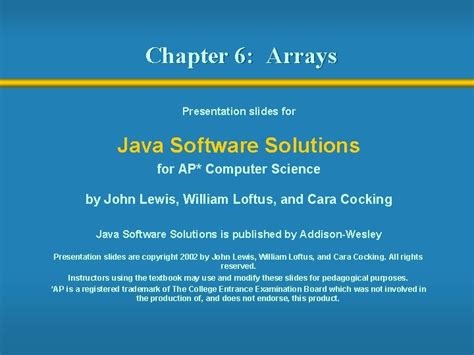 Chapter 6 Arrays Presentation Slides For Java Software