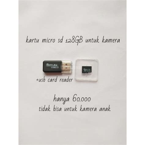 Jual Kartu Memori Micro Sd 128 Gb Untuk Kamera Laptop Hp Card Reader Kartu Pembaca Shopee