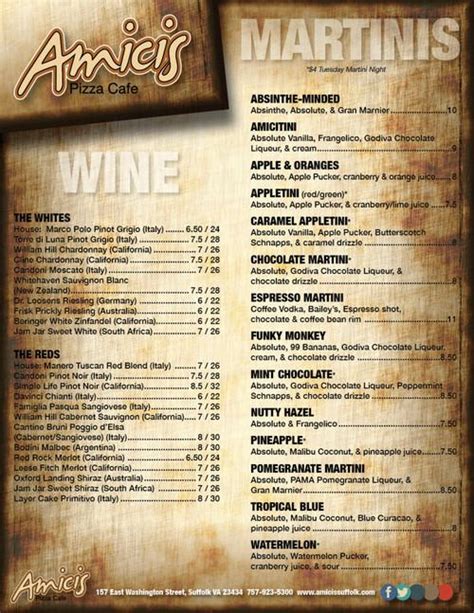 Amicis Menu In Suffolk Virginia Usa