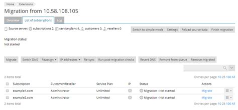 Advanced Migration Mode Plesk Onyx Documentation