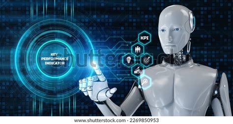 Kpi Key Performance Indicator Robot Pressing Stock Illustration