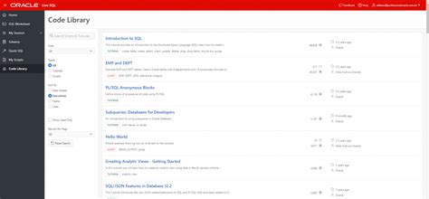 Oracle Live Sql