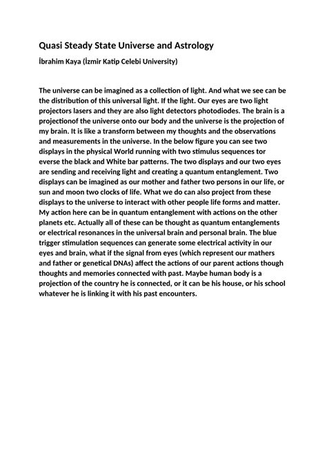 Pdf Quasi Steady State Universe And Astrology