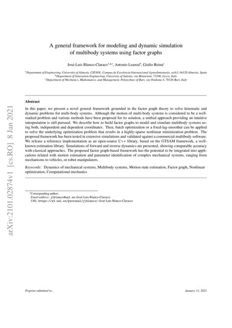 A General Framework For Modeling And Dynamic Simulation Of Multibody Systems Using Factor Graphs