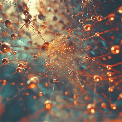 Complex Molecular Structure With Connected Spheres And Network Of Nodes