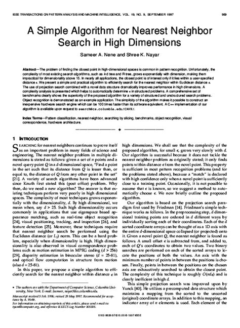pdf a simple algorithm for nearest neighbor search in high dimensions