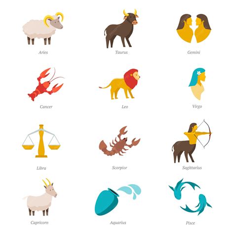 Conjunto De Ilustraciones De Doce Signos Del Zodiaco Colección De