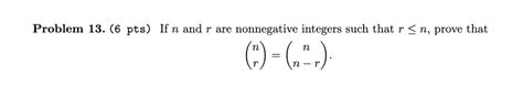 solved problem 13 6 ﻿pts ﻿if n ﻿and r ﻿are nonnegative