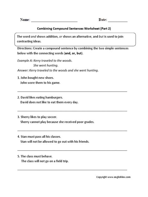 Compound Sentences Combining P 2 Intermediate Pdf