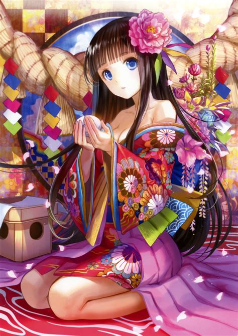 Safebooru 1girl Absurdres Bangs Bare Shoulders Black Hair Blue Eyes