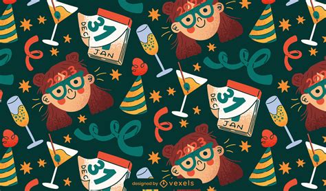 New Year Celebration Party Pattern Design Vector Download