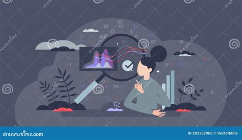 Data Science With Information Research And Learning Tiny Person Concept Stock Vector