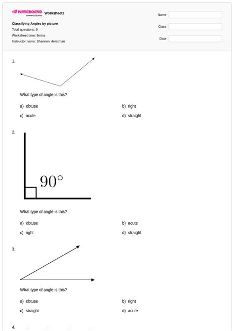 50 Classifying Angles Worksheets For Class 4 On Wayground Free