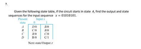 solved given the following state table if the circuit