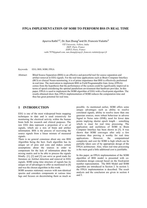 Pdf Fpga Implementation Of Sobi To Perform Bss In Real Time