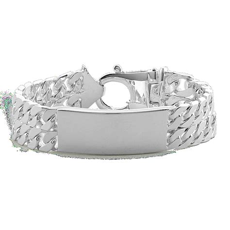 85 Mens Sterling Silver Curb Id Bracelet Shane Co