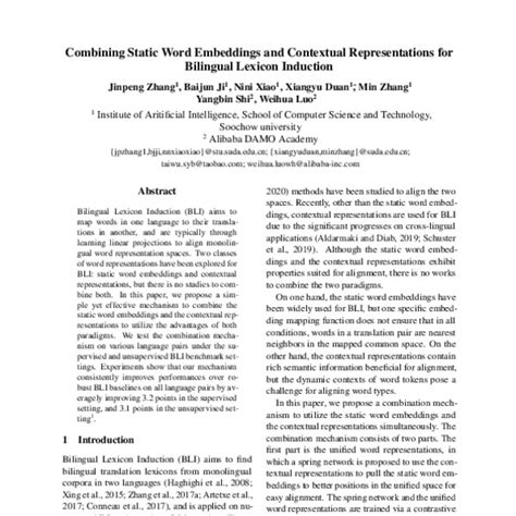 Combining Static Word Embeddings And Contextual Representations For