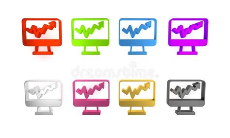 Colorful Computer Monitor With Graph Chart Icon Isolated On White Background Report Text File