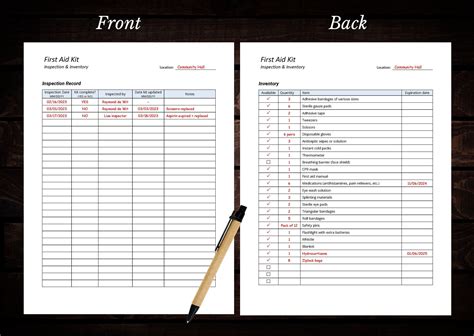 First Aid Kit Inspection Checklist And Inventory Printablefillable Pdf