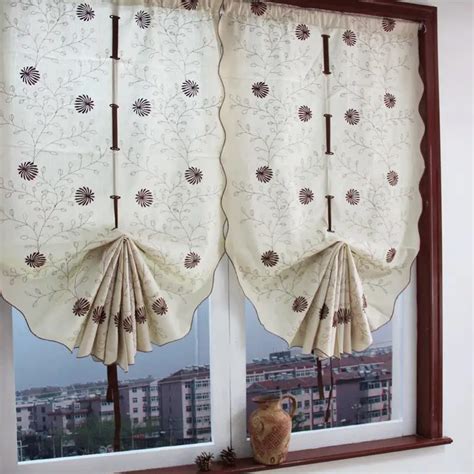 Zhh 1 패널 자수 커튼 코튼 린넨 빈티지 로마 블라인드 창 천 커튼 장식 완료 커튼finished Curtainscloth Curtainwindow Cloth